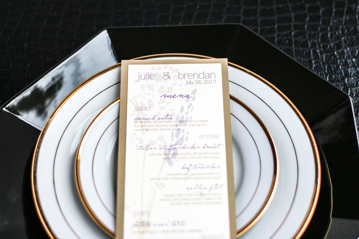 GRACEFUL BOTANIC - 4" x 9" DINNER MENU 1 ACCENT LAYER OF CARDSTOCK – Julie Hanan Design