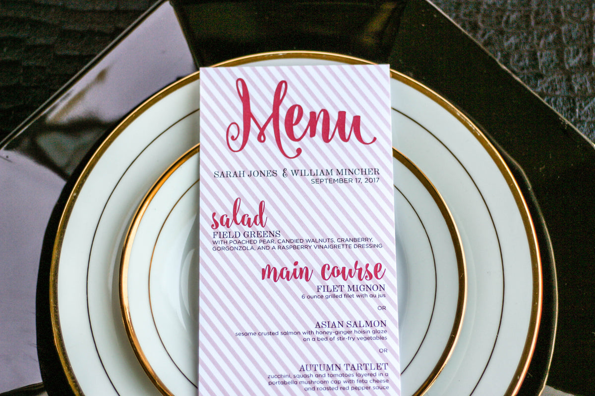 CALLIGRAPHY CHIC - 4" x 9" DINNER MENU NO ACCENT LAYERS – Julie Hanan ...