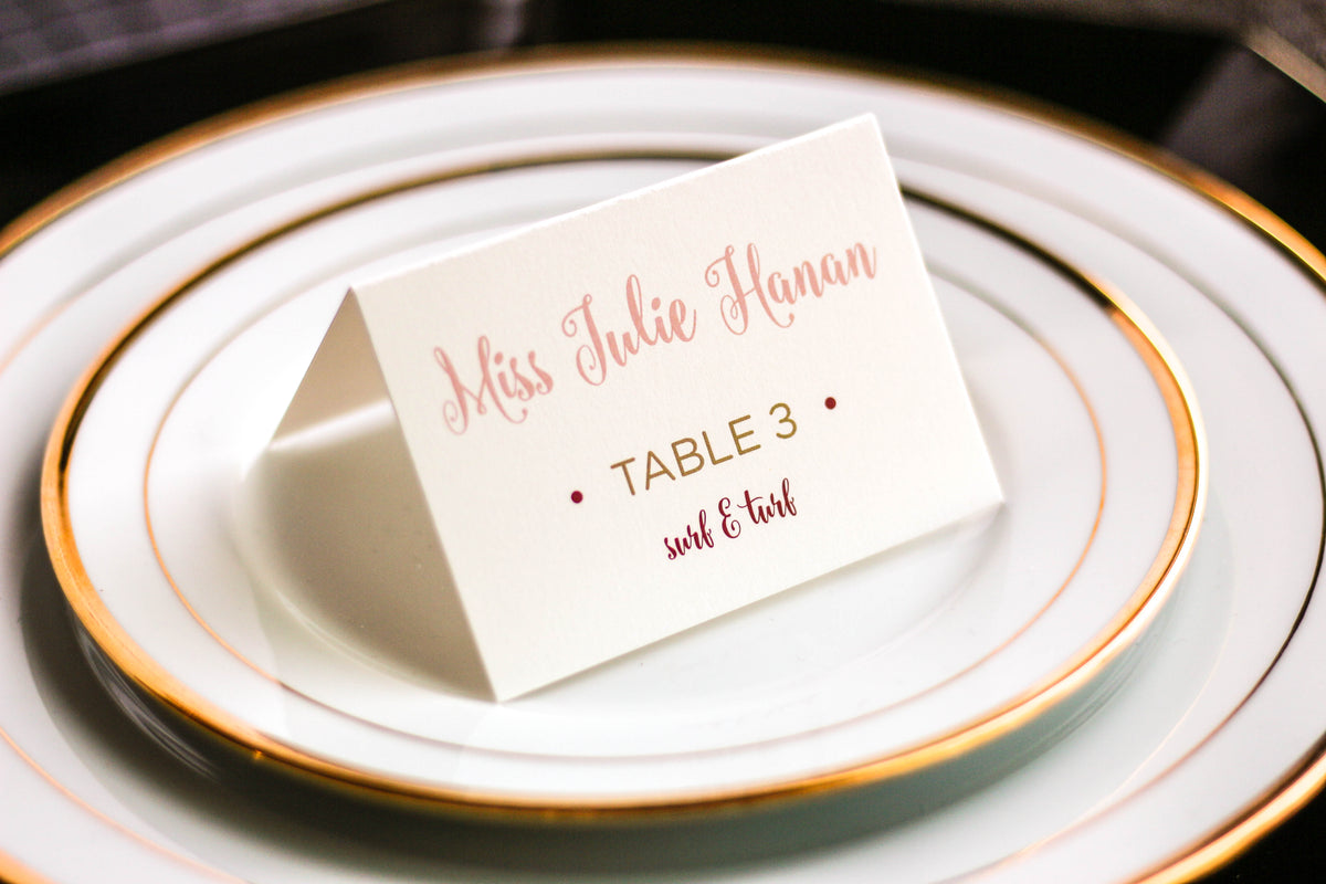 CALLIGRAPHY CHIC - 2.5" x 3.5" TENTED PLACE CARDS – Julie Hanan Design