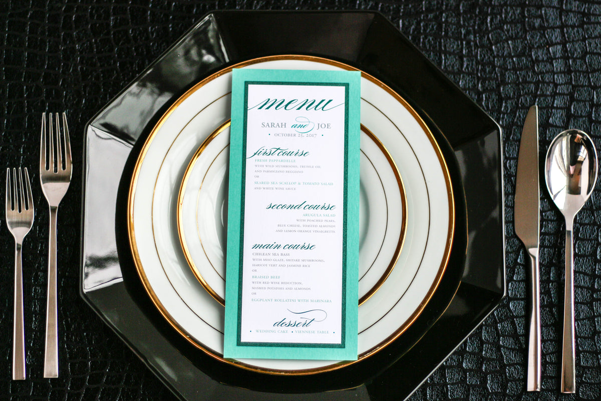 CLASSIC ROMANCE - 4" x 9" DINNER MENU 2 ACCENT LAYERS OF CARDSTOCK ...