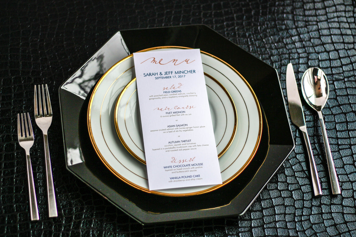 MODERN CALLIGRAPHY - 4" x 9" DINNER MENU NO ACCENT LAYERS – Julie Hanan ...